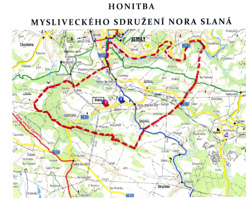 Mapa honitby :: MS Nora Slaná